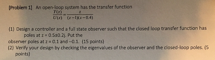Solved An open-loop system has the transfer function | Chegg.com