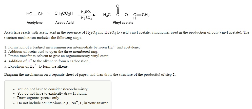 Solved Acetylene reacts with acetic acid in the presence | Chegg.com