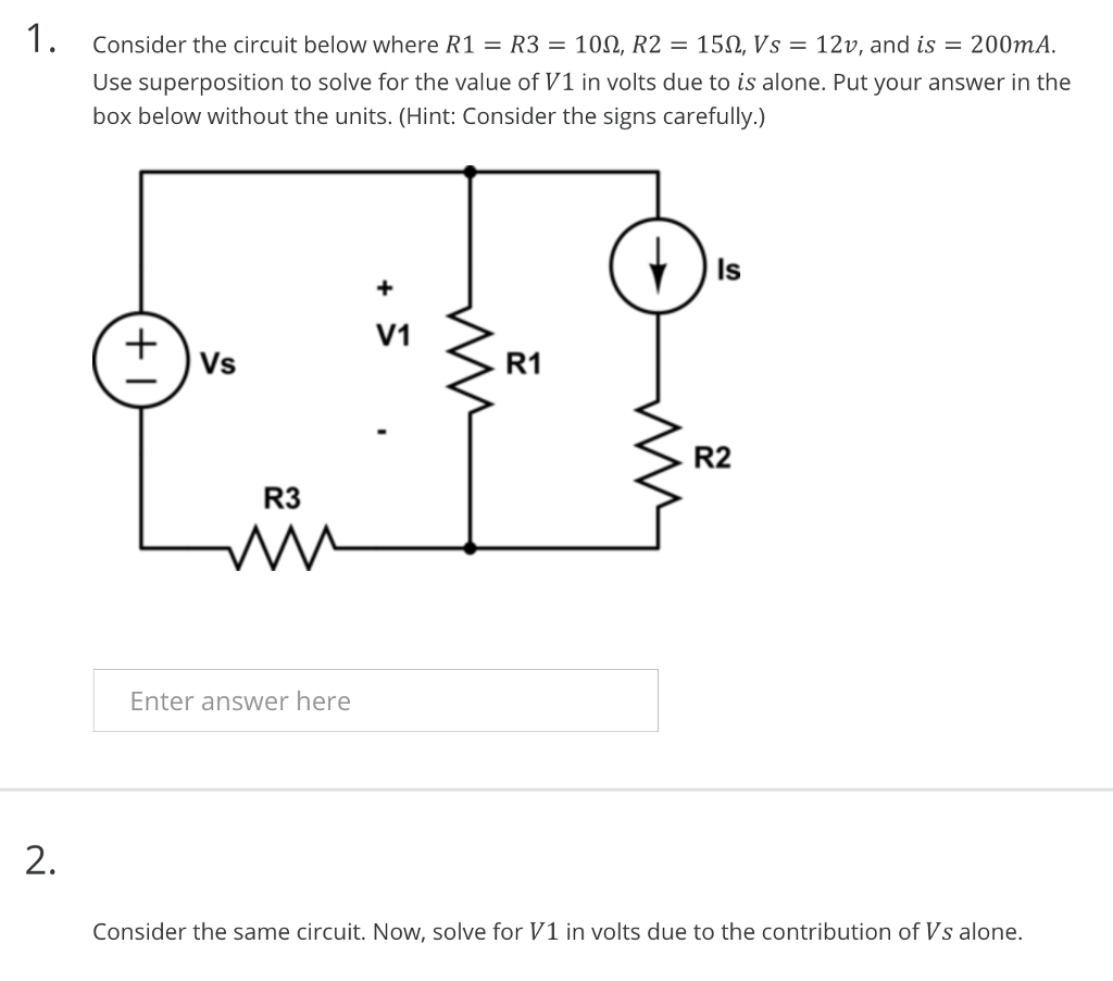 Solved Consider the circuit below where R1 R3 10Ω, R2 15Ω, | Chegg.com