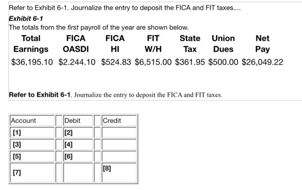 Solved Journalize the entry to deposit the FICA and FIT | Chegg.com Solved Journalize the entry to deposit the FICA and FIT | Chegg.com