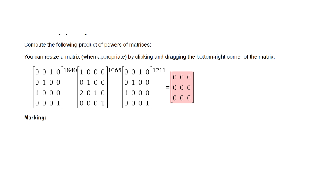 Solved Compute the following product of powers of matrices: | Chegg.com