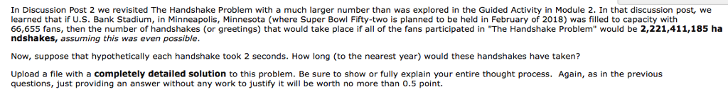 Solved Handshake Problem with a much larger In Discussion | Chegg.com