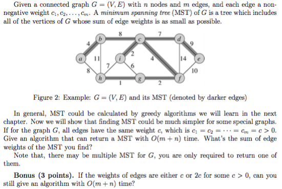 Solved Given a connected graph G = (V, E) with n nodes and m | Chegg.com
