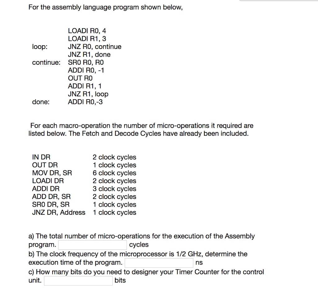 Solved For the assembly language program shown below LOADI | Chegg.com