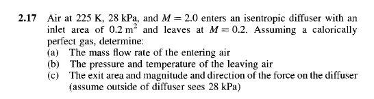Solved 2.17 2.0 enters an isentropic diffuser with an Air at | Chegg.com