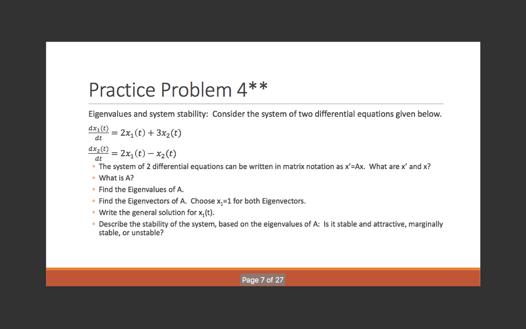 Solved Eigenvalues and system stability: Consider the system | Chegg.com