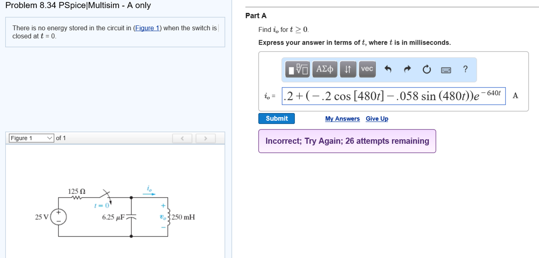 Solved There is no energy stored in the circuit in (Figure | Chegg.com