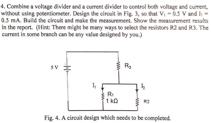Solved 4. Combine a voltage divider and a current divider to | Chegg.com