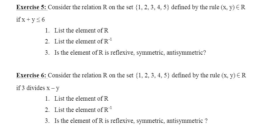 Solved Consider the relation R on the set {1, 2, 3, 4, 5} | Chegg.com