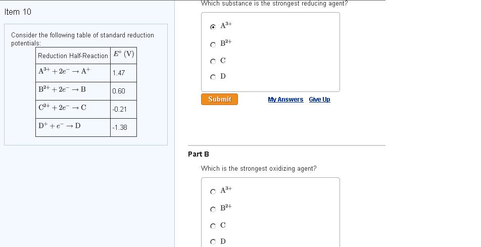 Solved Consider the following table of standard reduction | Chegg.com