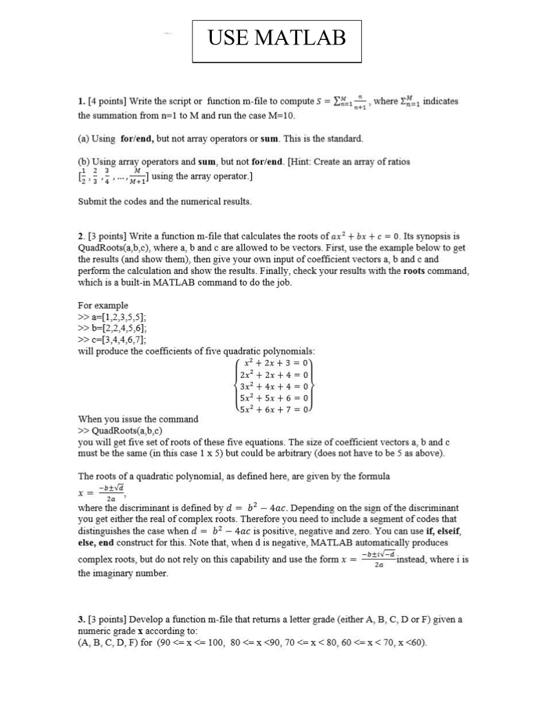 Solved Write The Script Or Function M File To Compute S