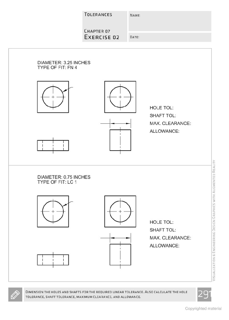 Solved Dimension the holes and shafts for the required | Chegg.com