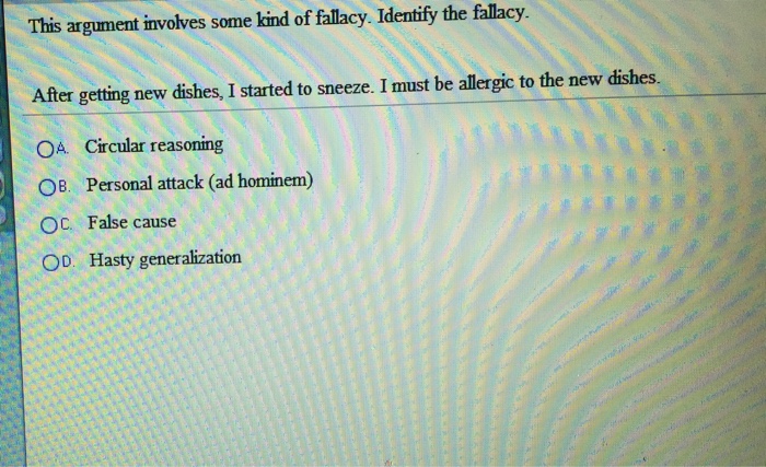 Solved This argument involves some kind of fallacy. Identify | Chegg.com