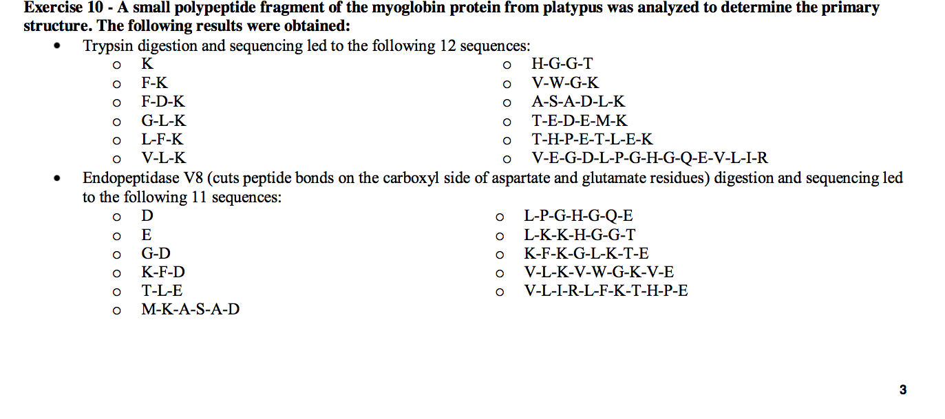 Solved A small polypeptide fragment of the myoglobin protein | Chegg.com