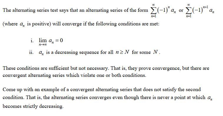 Solved The alternating series test says that an alternating | Chegg.com