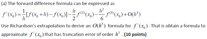 Solved (a) The forward difference formula can be expressed | Chegg.com