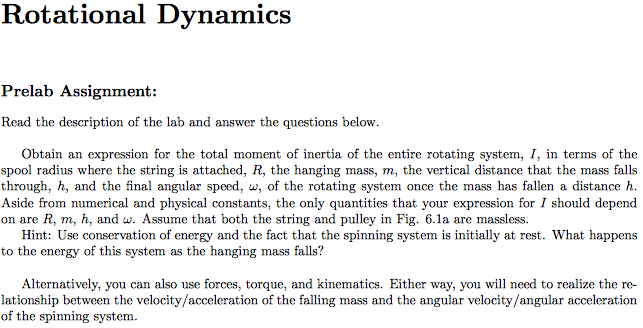 Solved Rotational Dynamics Prelab Assignment: Read the | Chegg.com