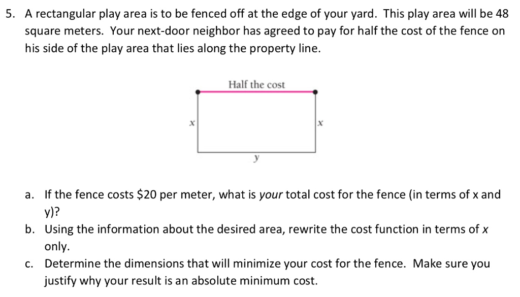 Solved A rectangular play area is to be fenced off at the | Chegg.com