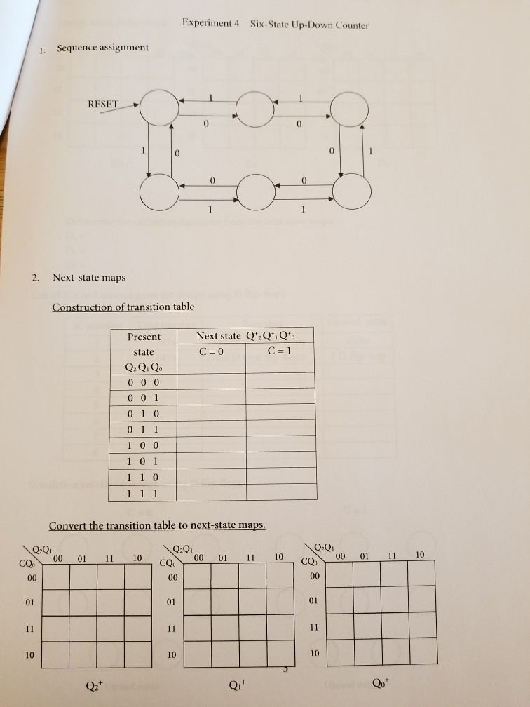 Solved This is a lab: Six-State Up-down Counter for logic | Chegg.com