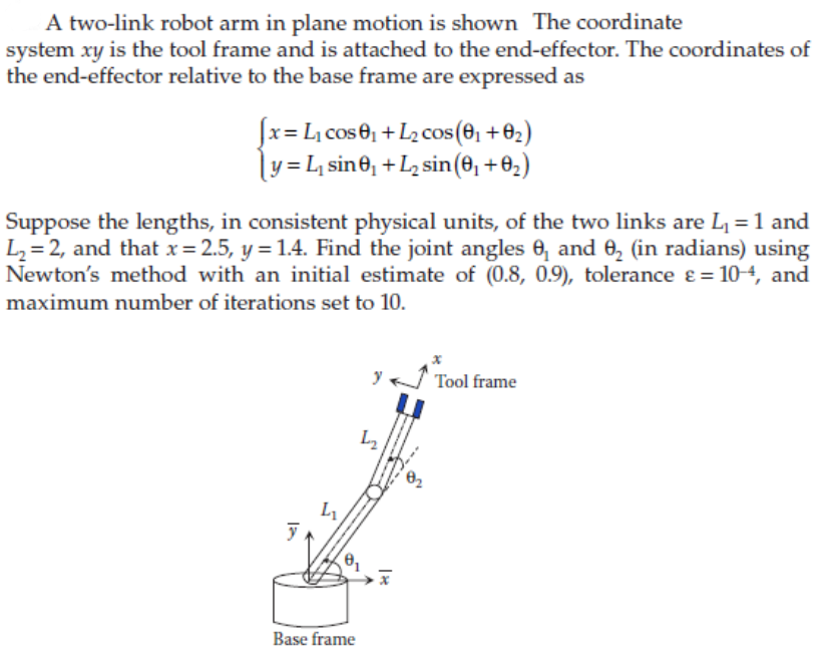 Solved A two-link robot arm in plane motion is shown The | Chegg.com