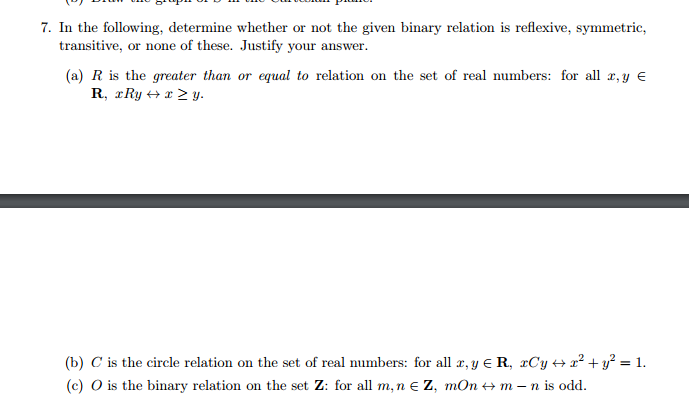 Solved In the following, determine whether or not the given | Chegg.com