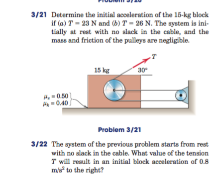Solved Determine the initial acceleration of the 15-kg block | Chegg.com