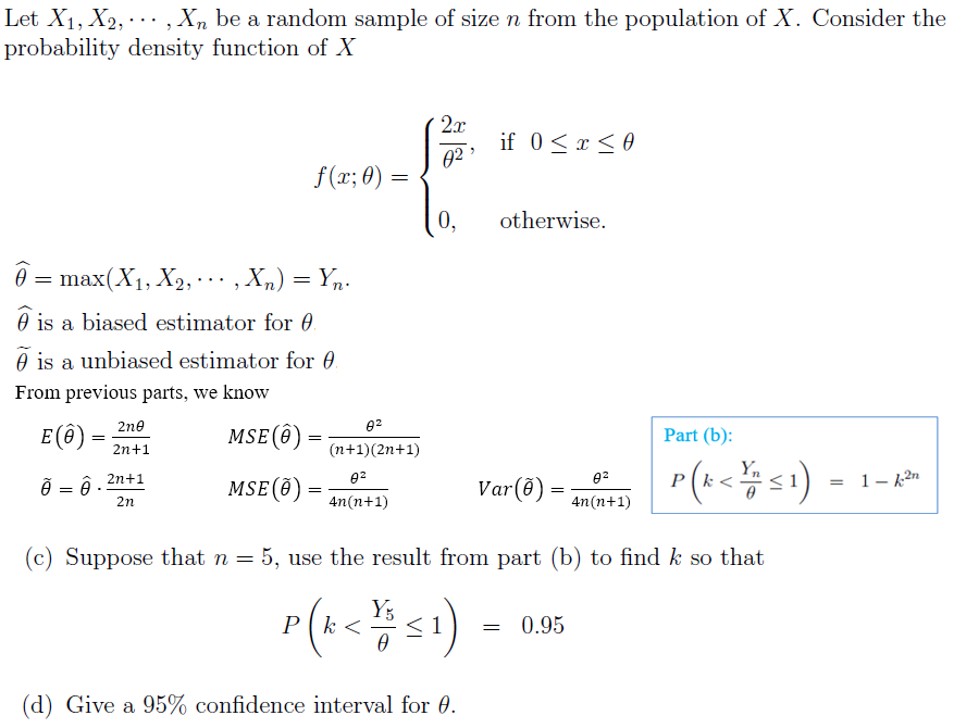 Solved Let X_1, X_2, .. X_n be a random sample of size n | Chegg.com