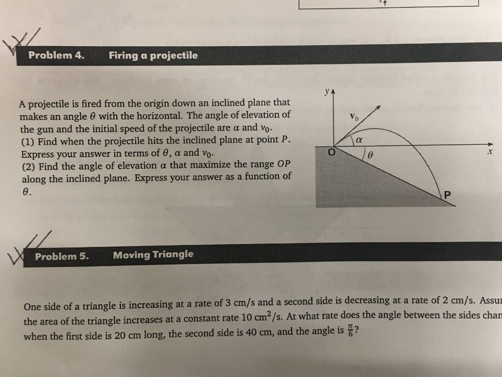 Solved Problem 4. Firing a projectile A projectile is fired | Chegg.com