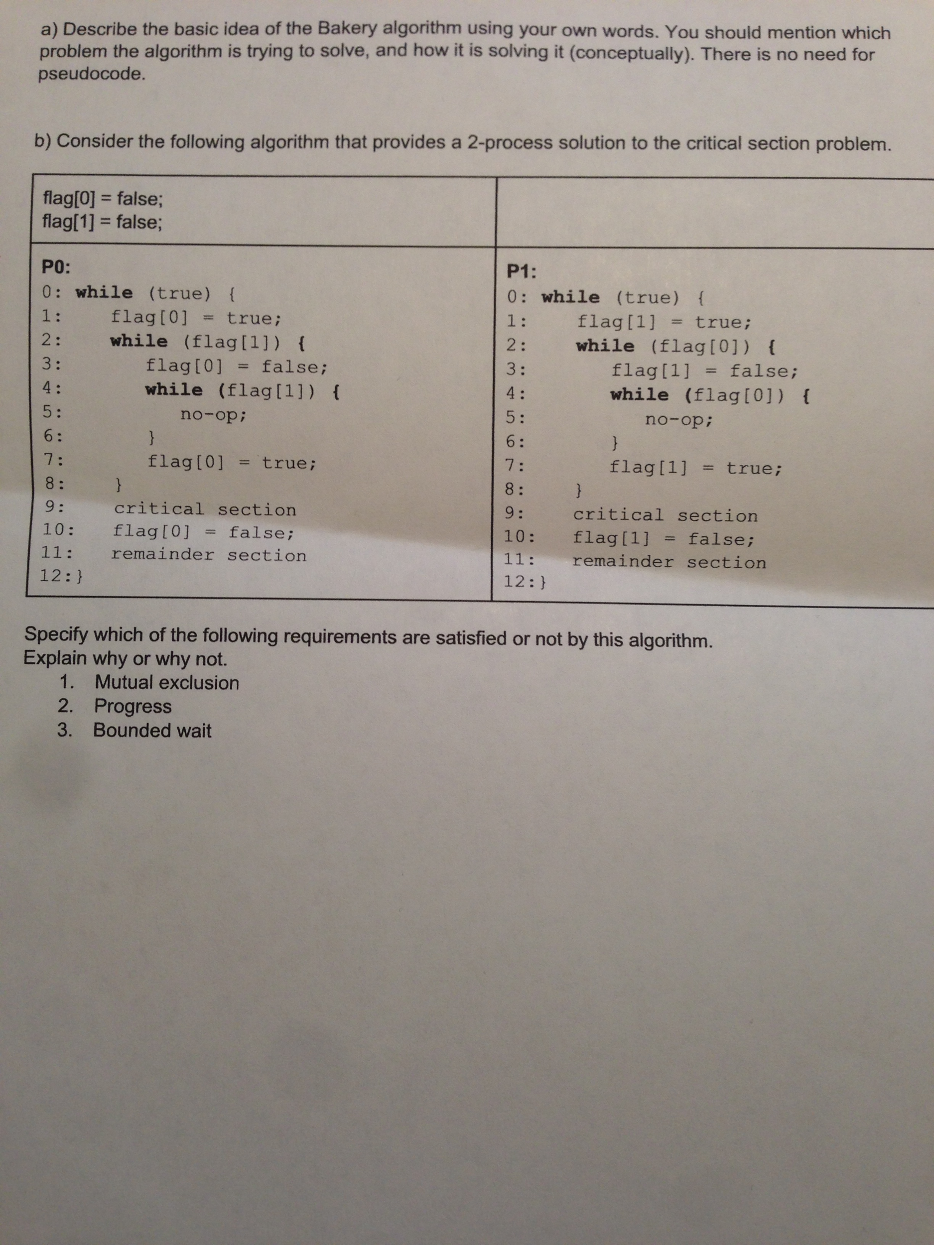 Solved Describe The Basic Ideas Of The Bakery Algorithm