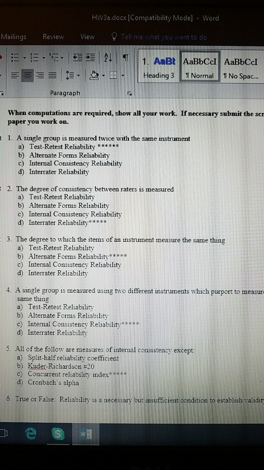 Solved When computations are required, show all your work. | Chegg.com