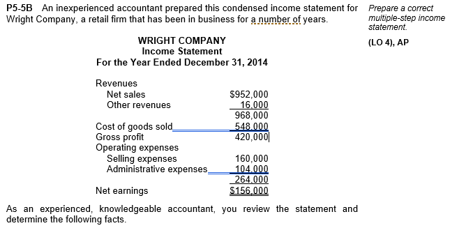 Solved P5-5B An inexperienced accountant prepared this | Chegg.com