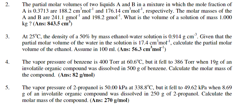 Solved The partial molar volumes of two liquids A and B in a | Chegg.com