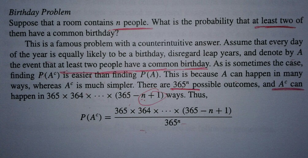 Solved Birthday Problem Suppose that a room contains n | Chegg.com