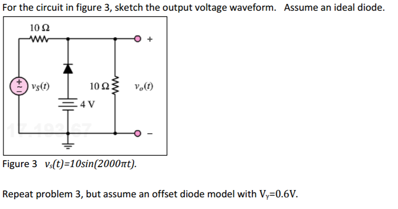 Solved For the circuit in figure 3, sketch the output | Chegg.com