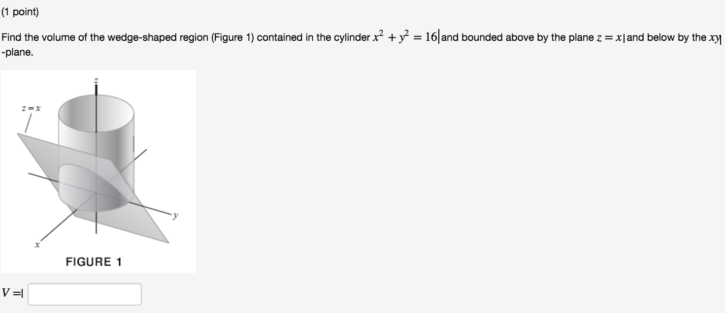 Solved Find the volume of the wedge-shaped region (Figure 1) | Chegg.com