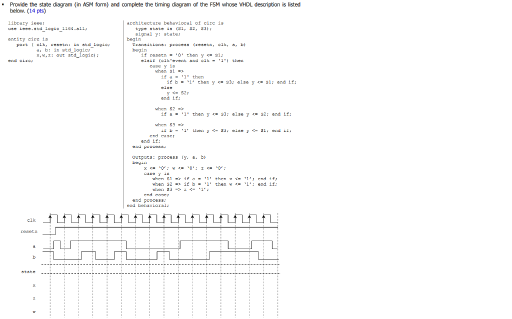Solved Provide the state diagram (in ASM form) and complete | Chegg.com