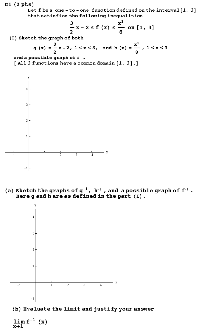 Solved Let f be a one - to - one function defined on the | Chegg.com