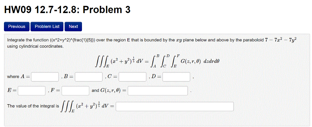 Solved HW09 12.7-12.8: Problem 3 Previous Problem List Next | Chegg.com