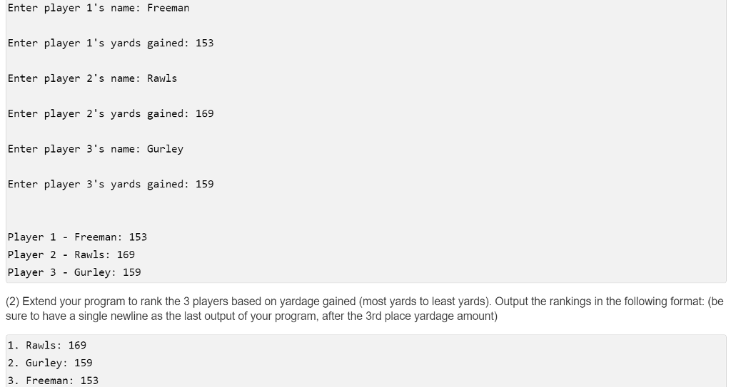 Solved (1) For 3 separate football players, get from the | Chegg.com