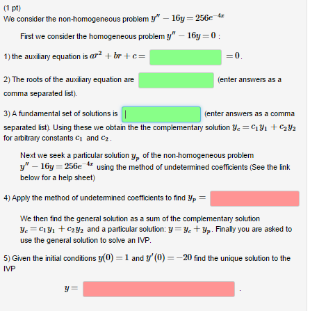 Solved apply the method of undetermine coefficients to find | Chegg.com