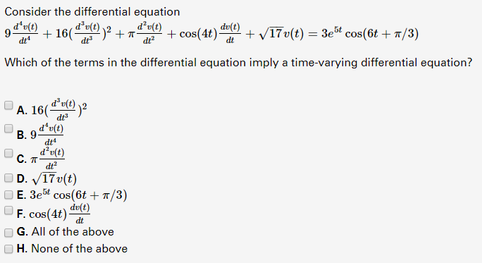 Solved Consider the differential equation d*v(t) dv(t) | Chegg.com