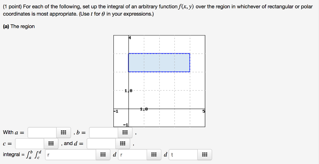 Solved (1 point) For each of the following, set up the | Chegg.com