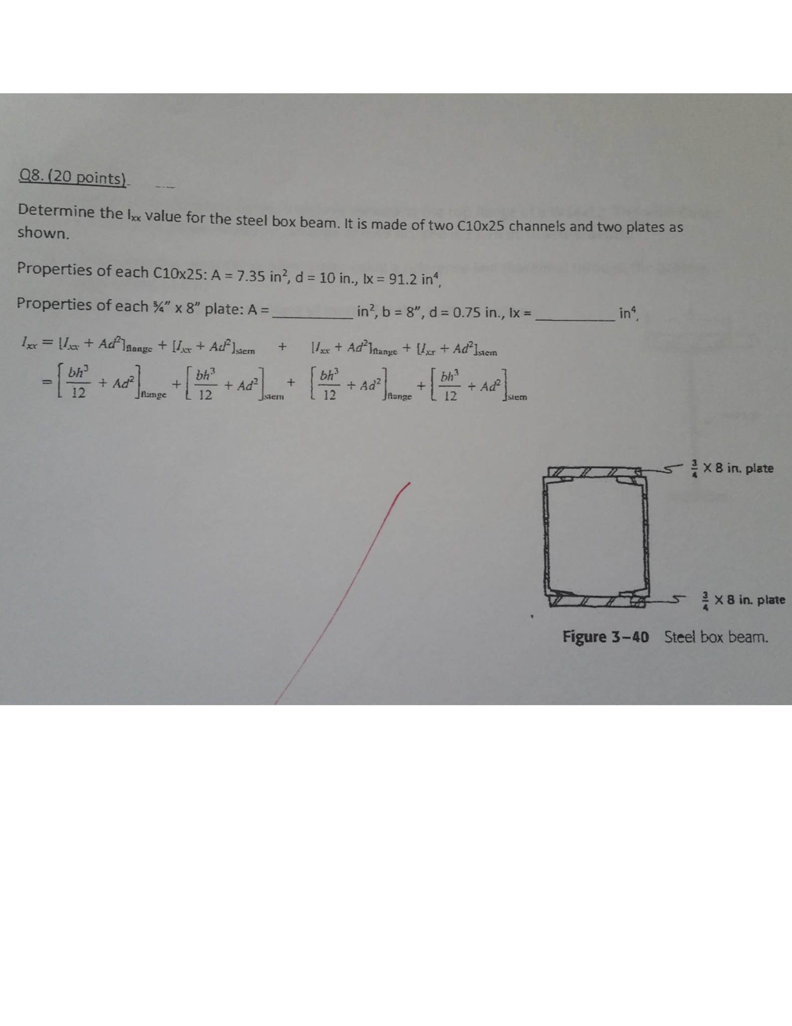 Solved Determine the Ixx value for the steel box beam. it is | Chegg.com