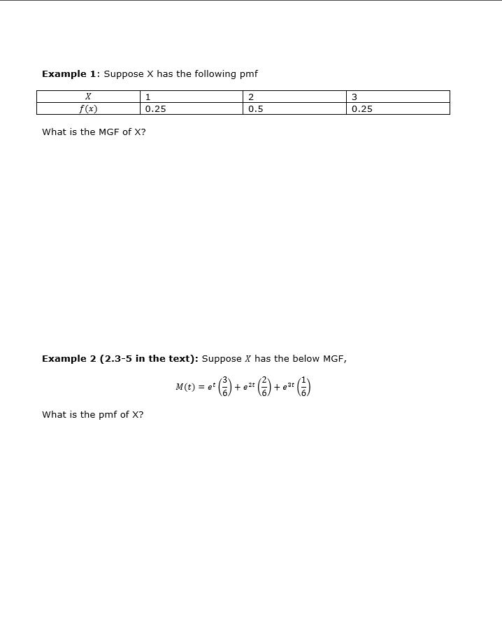 Solved Suppose X has the following pmf What is the MGF of | Chegg.com