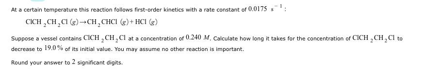 Solved At A Certain Temperature This Reaction Follows