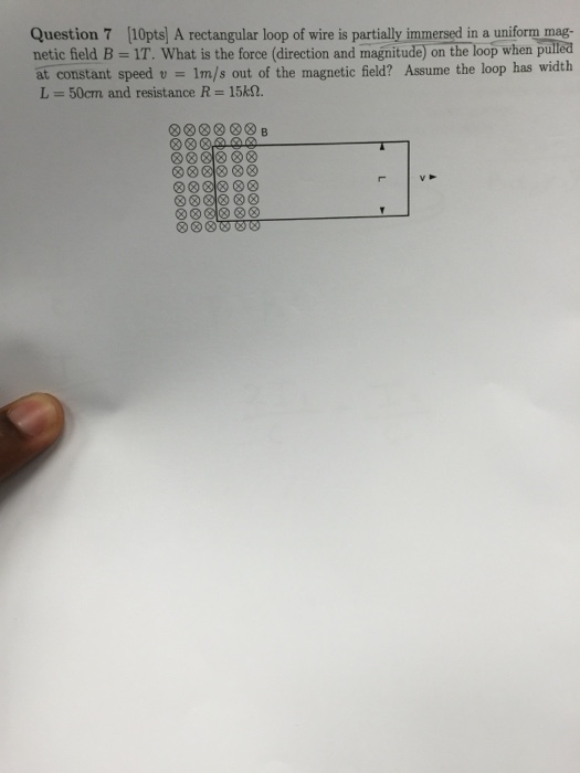 Solved A rectangular loop of wire is partially immersed in a | Chegg.com