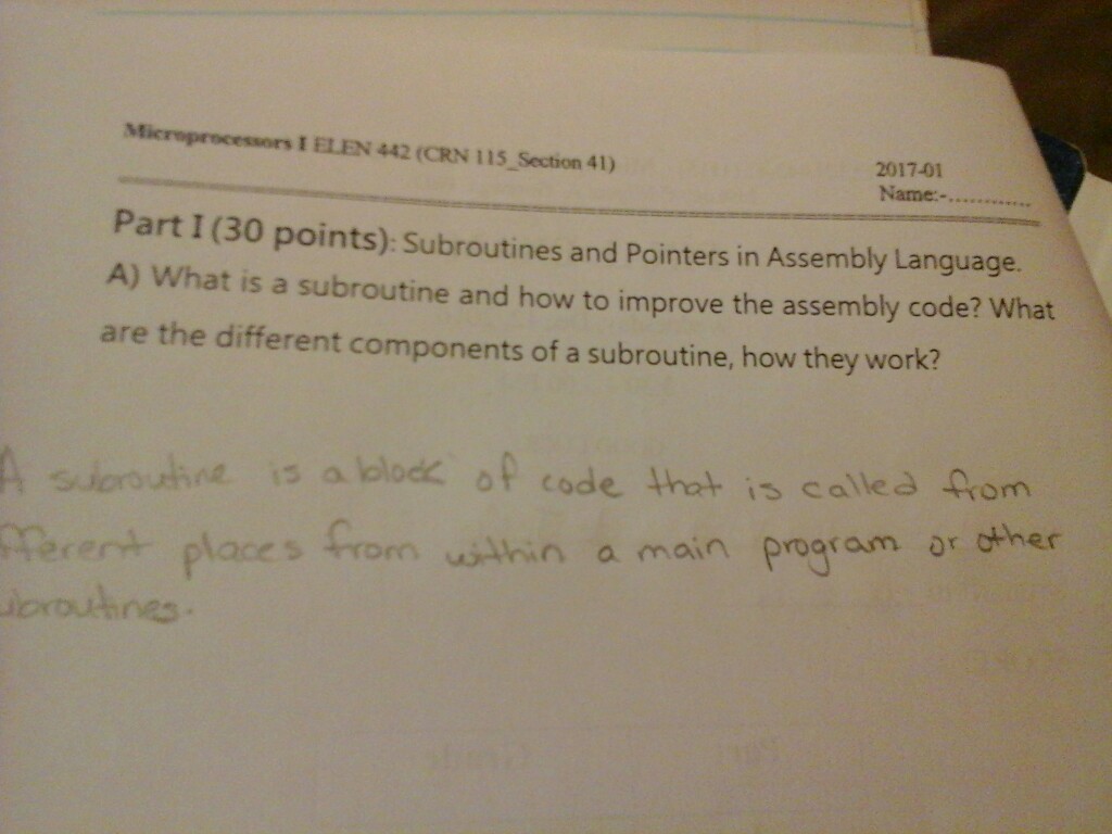 Solved What Is A Subroutine And How To Improve The Assembly 8845