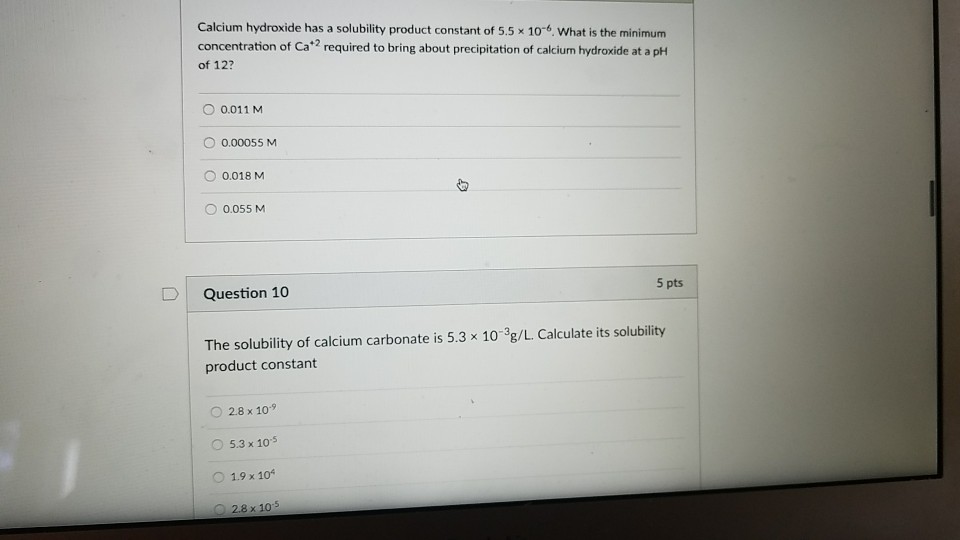Solved Calcium hydroxide has a solubility product constant | Chegg.com