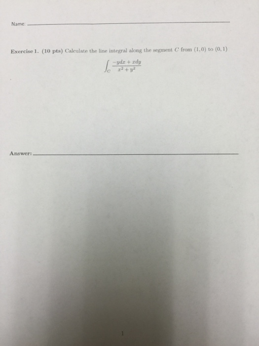 Solved Calculate the line integral along the segment C from | Chegg.com