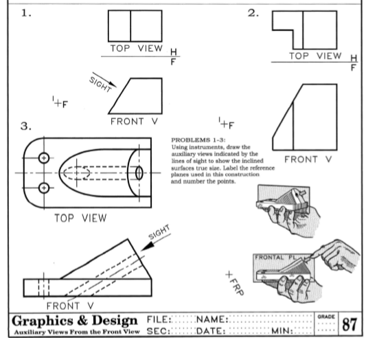 Solved 2 TOP VIEW TOP VIEW FRONT V 3 PROBLEMS 1-3 Using | Chegg.com